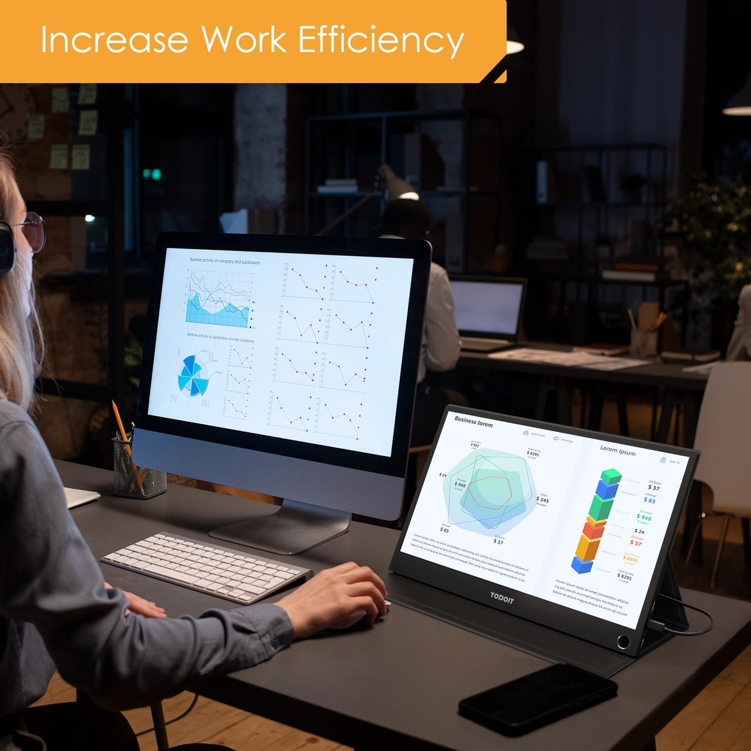 Portable Monitor 1920×1080 FHD Monitor Screen IPS Display with USB Typ ...